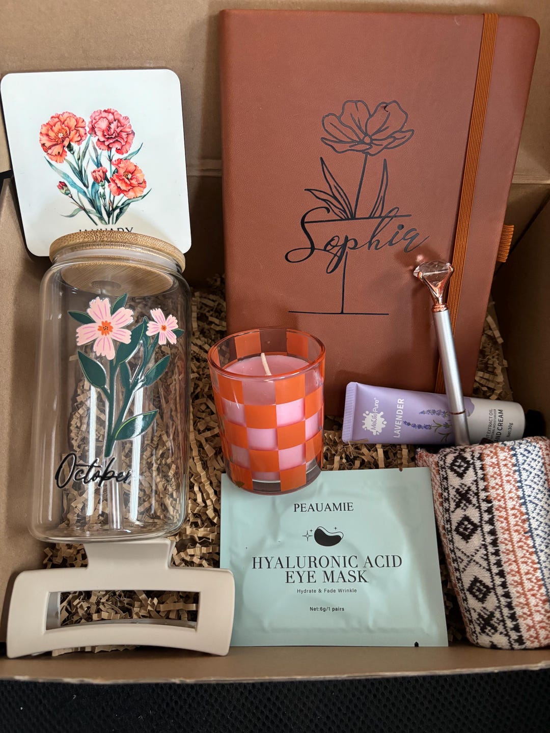 Personalized Birth Flower Gift Box Set for Her/ Unique Custom Floral ...