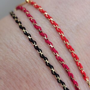 Red String and Gold Chain Woven Bracelet With Sparkly Cubic Zirconia ...
