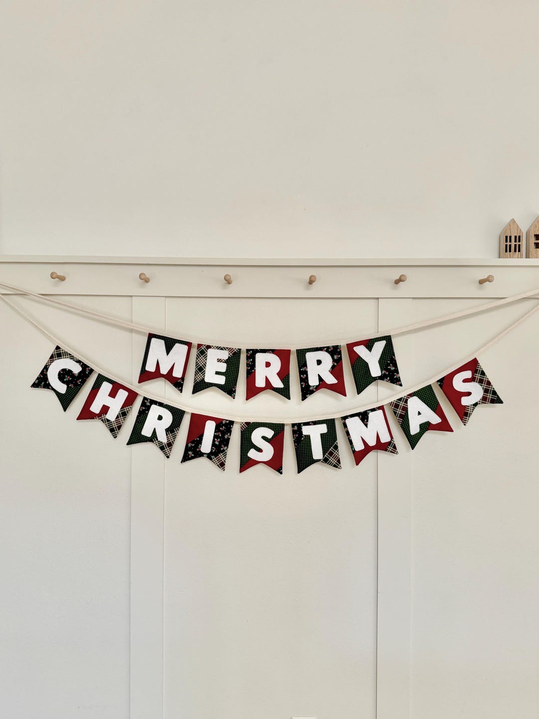 Fabric Merry Christmas Banner, Christmas Bunting, Patchwork Fabric ...