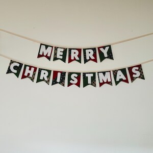 Fabric Merry Christmas Banner, Christmas Bunting, Patchwork Fabric ...