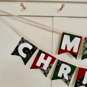 Fabric Merry Christmas Banner, Christmas Bunting, Patchwork Fabric ...