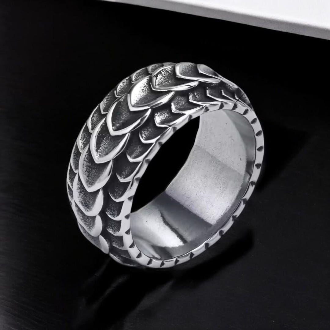 Viking Dragon Ring for Men, Stainless Steel Punk Rock Ring, Norse ...