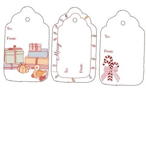 Christmas Gift Tags Set of 8 Hand-drawn Holiday Tags on Cardstock or ...