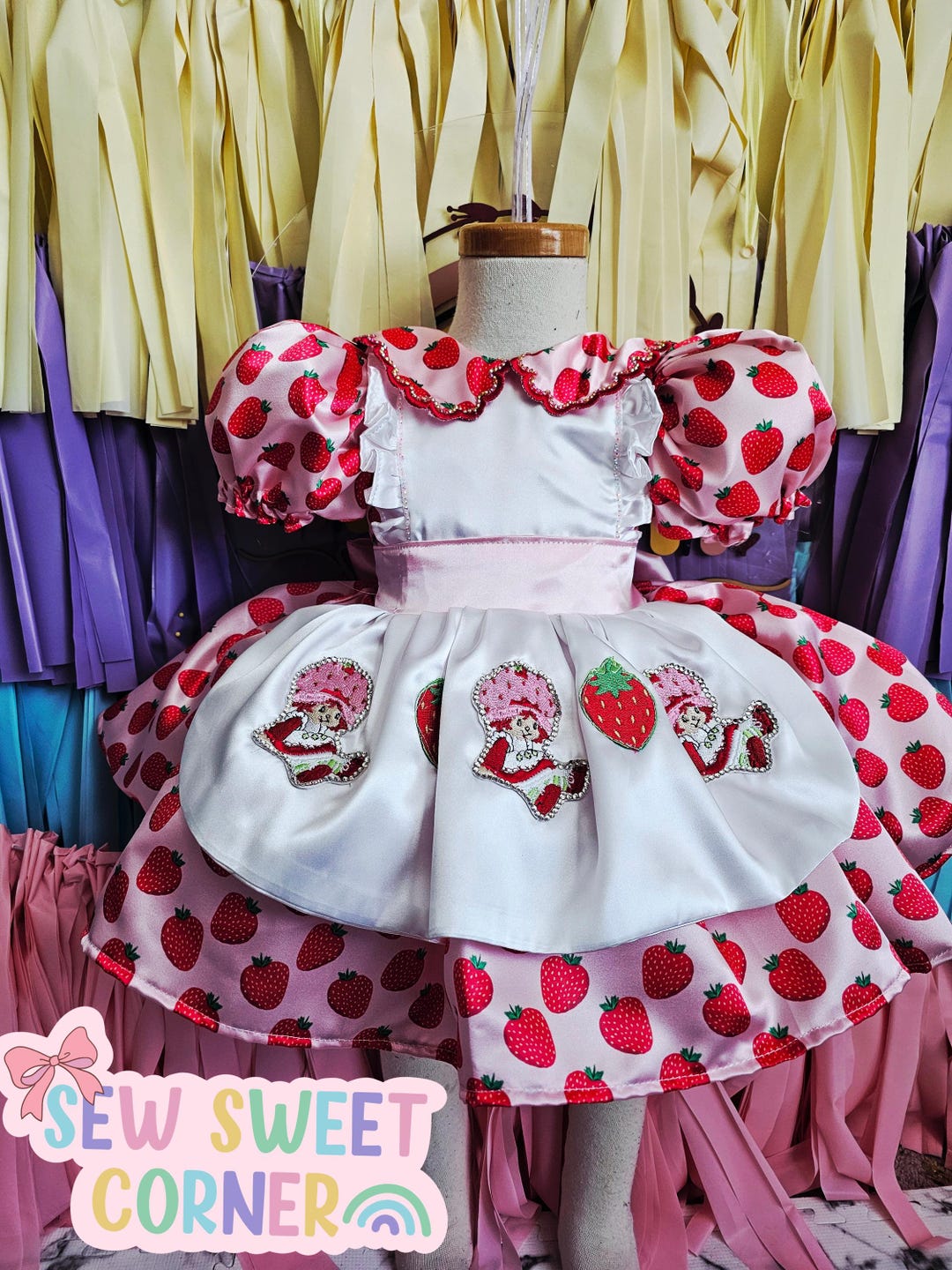 Strawberry Girl Dress. With Matching Hat - Etsy