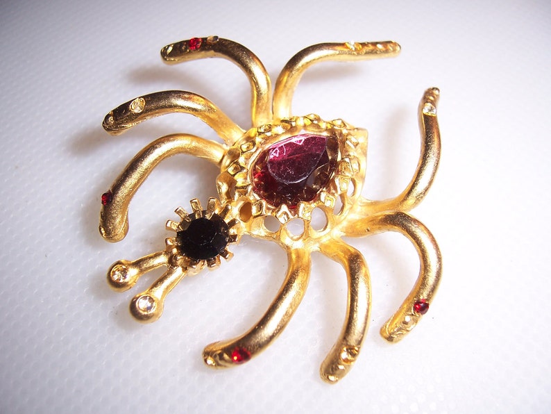 Vintage Rhinestone Spider Brooch Pin | Etsy