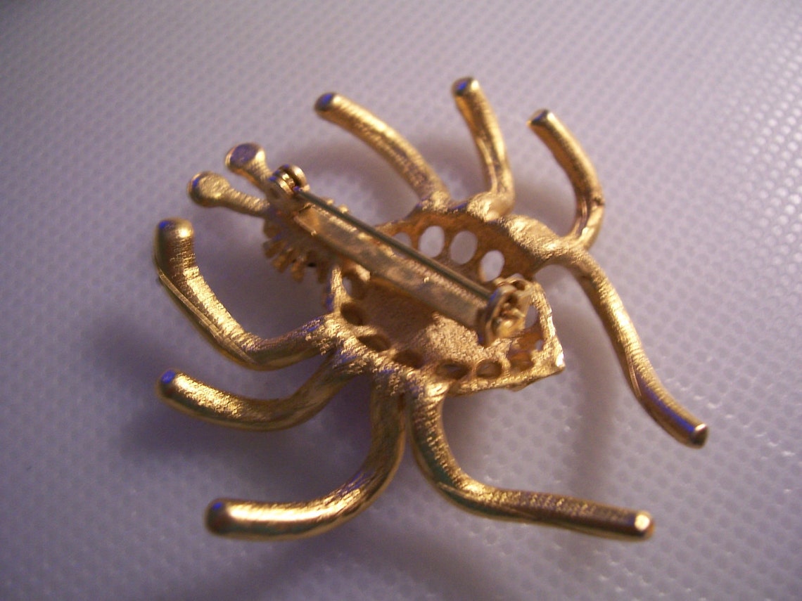 Vintage Rhinestone Spider Brooch Pin | Etsy