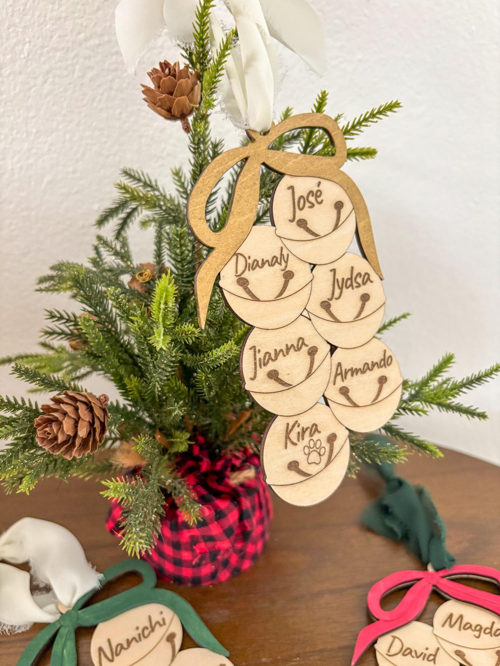Personalized Jingle Bell Ornament, Jingle Bell Wood Ornament, Family ...