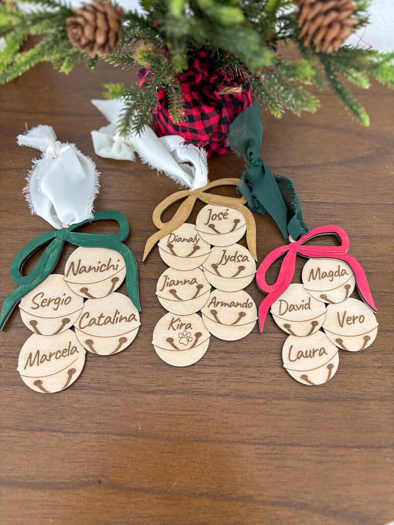 Personalized Jingle Bell Ornament, Jingle Bell Wood Ornament, Family ...
