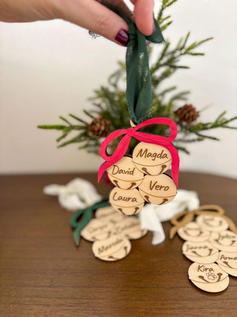 Personalized Jingle Bell Ornament, Jingle Bell Wood Ornament, Family ...