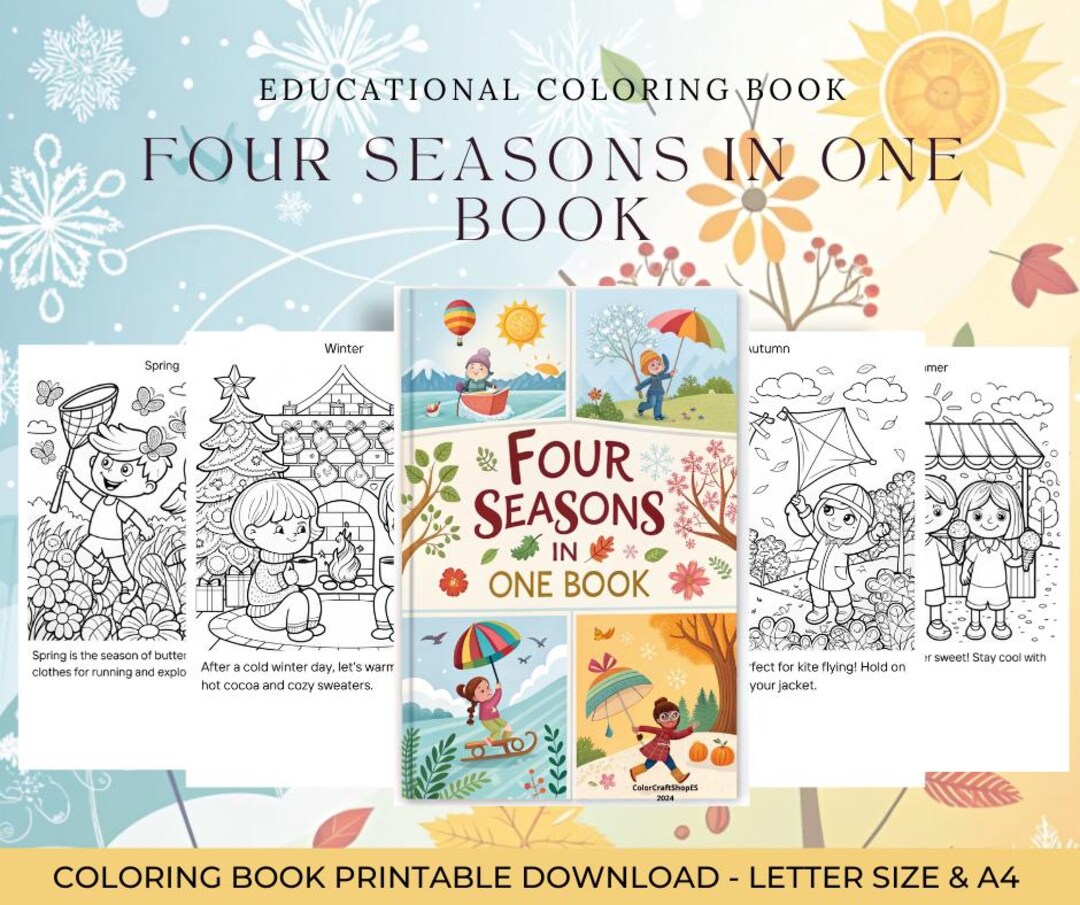 Four Seasons in One Book - Educational Coloring Book for Kids - Etsy