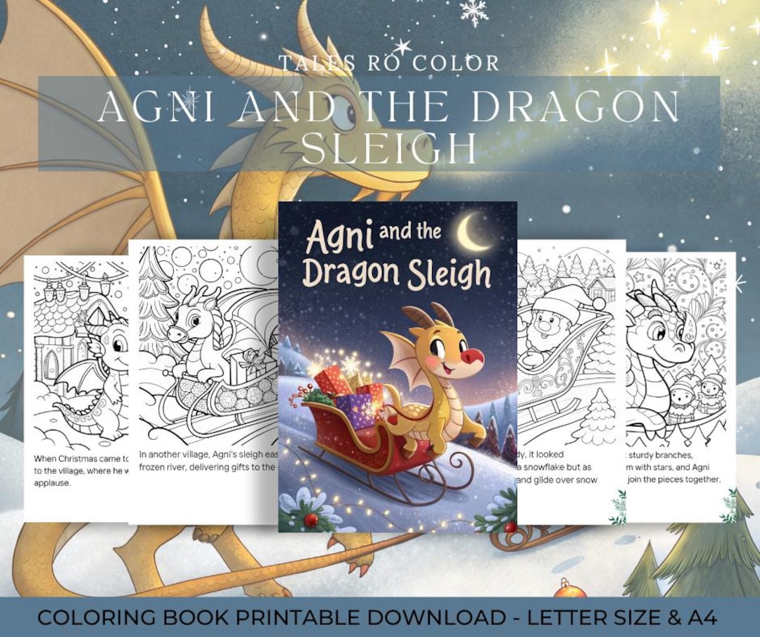Agni and the Dragon Sleigh - Story and Coloring Book for Kids (10 Pages ...
