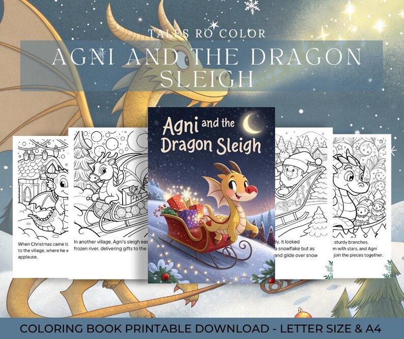 Agni and the Dragon Sleigh - Story and Coloring Book for Kids (10 Pages ...
