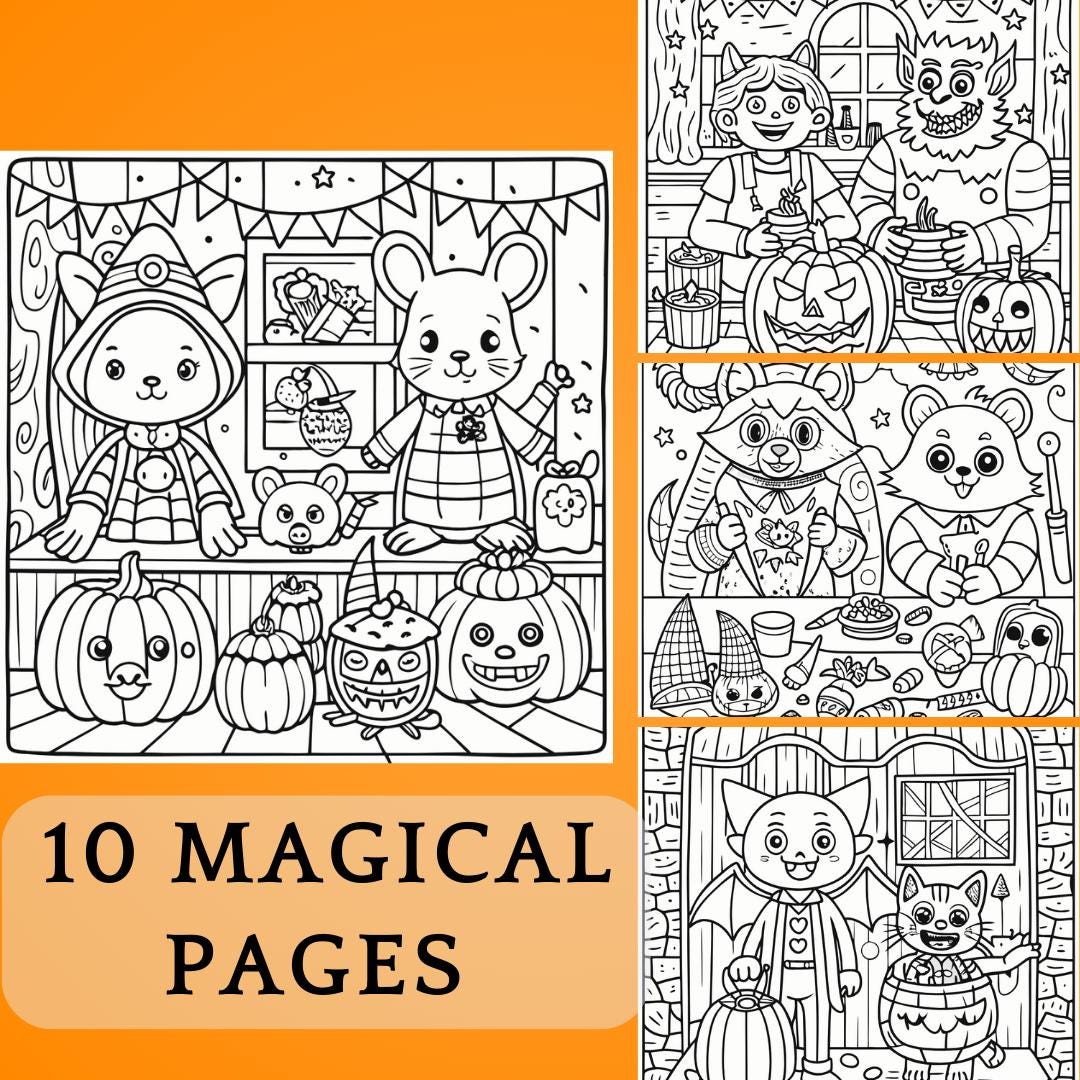 Halloween Coloring Pages: 10 Printable Designs (PDF) - Etsy