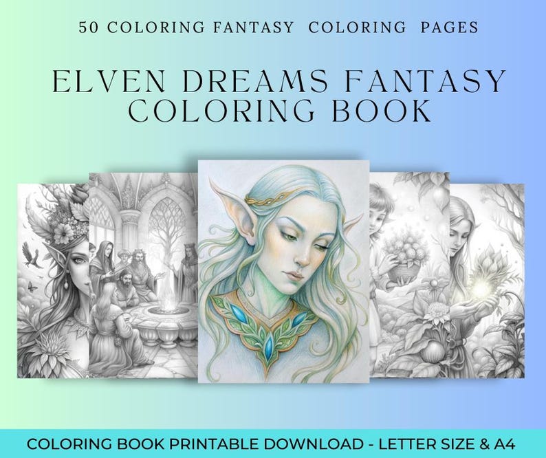 Elven Dreams: A Fantasy Coloring Book – Magical Elven World, 50 Pages ...