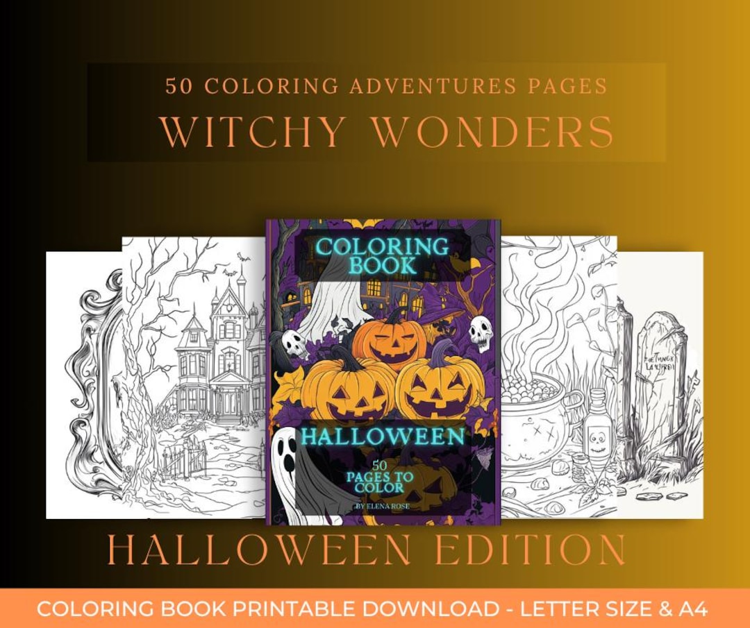 Witchy Wonders: Un Libro Para Colorear De Halloween / 50 Páginas De ...