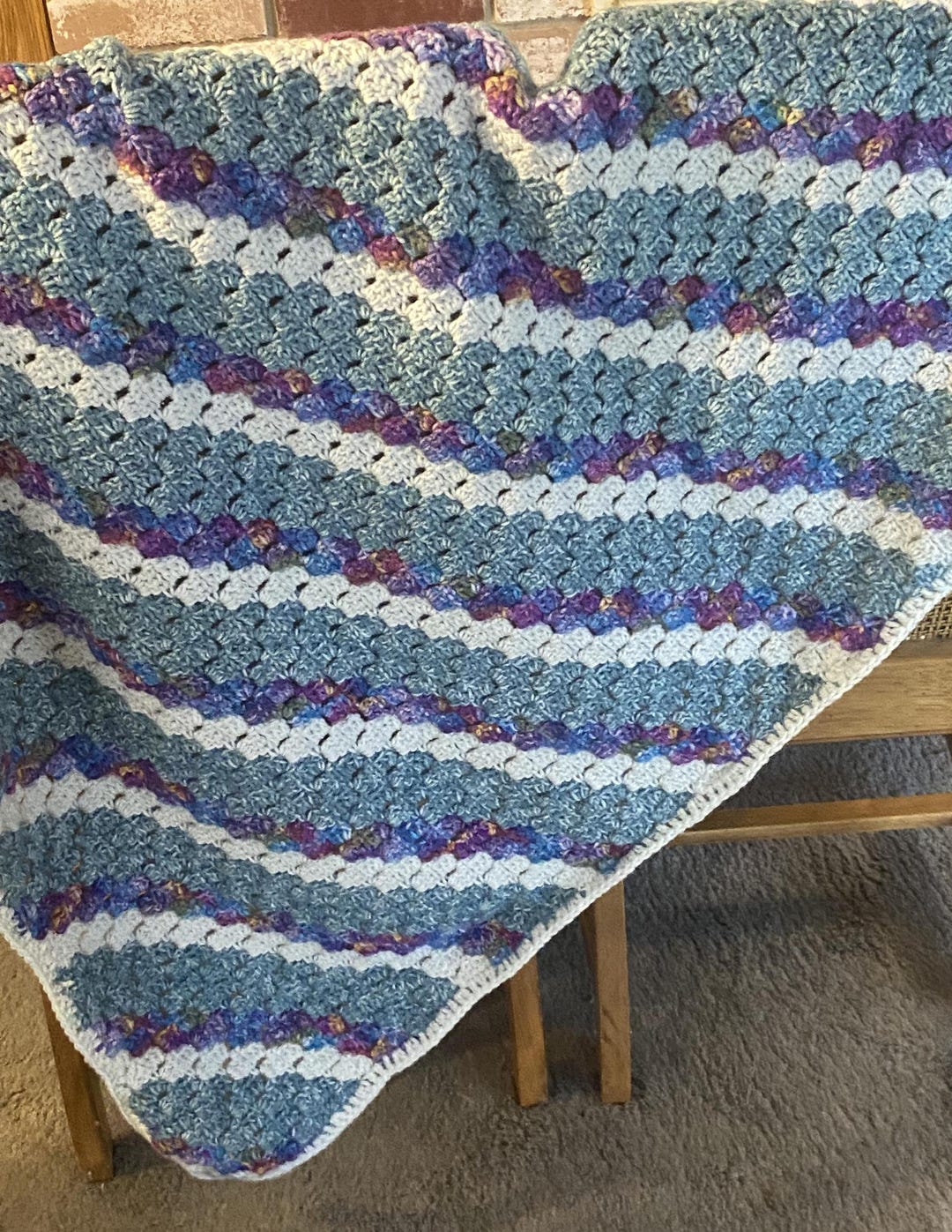 Multi Colored Afghan on Diagonal Stripes - Etsy