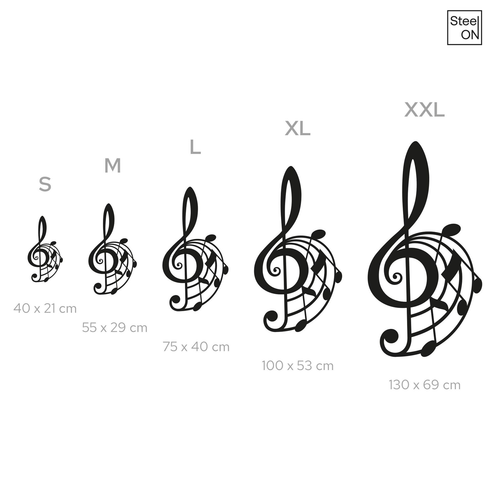 Treble Clef With Notes Steel Wall Art Musical Themed Metal Wall Hanging ...