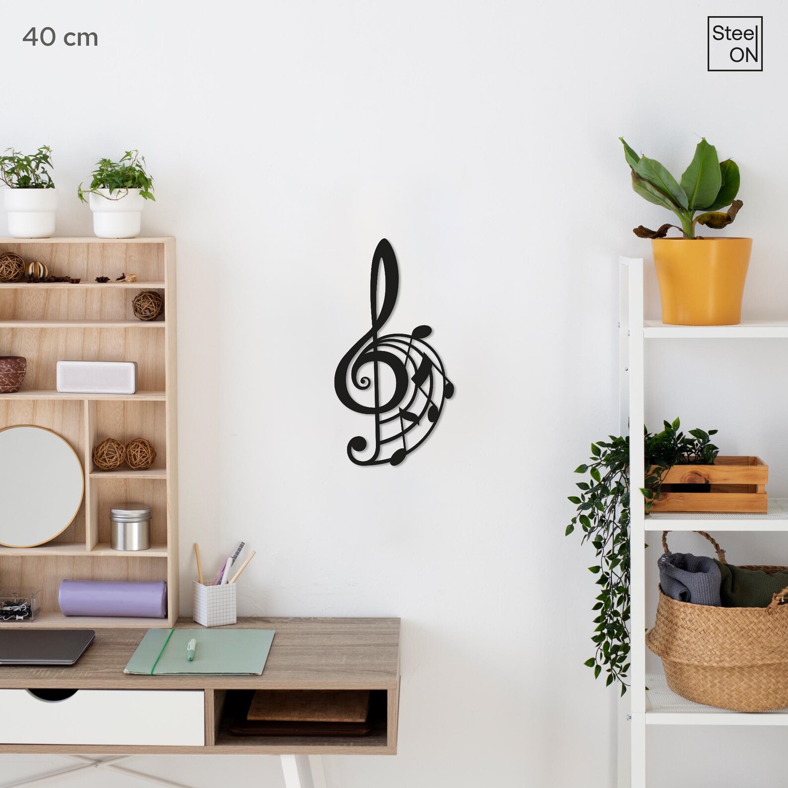 Treble Clef With Notes Steel Wall Art Musical Themed Metal Wall Hanging ...