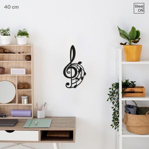 Treble Clef With Notes Steel Wall Art Musical Themed Metal Wall Hanging ...