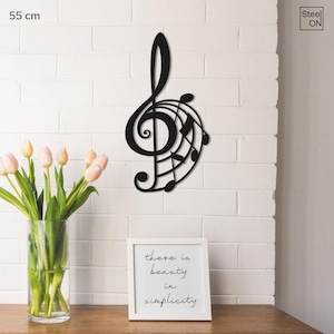 Treble Clef With Notes Steel Wall Art Musical Themed Metal Wall Hanging ...