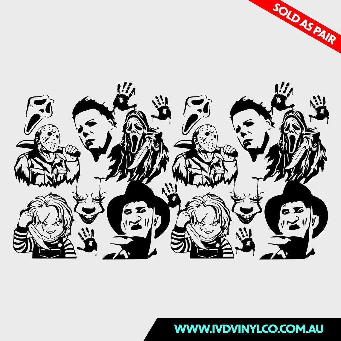 Horror Pattern Quarter Window Decal – Custom Vinyl Car Sticker for ...