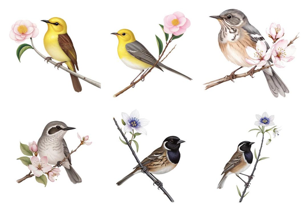 State Birds & Flowers Design Bundle. 5 PNG Files per State. Custom ...