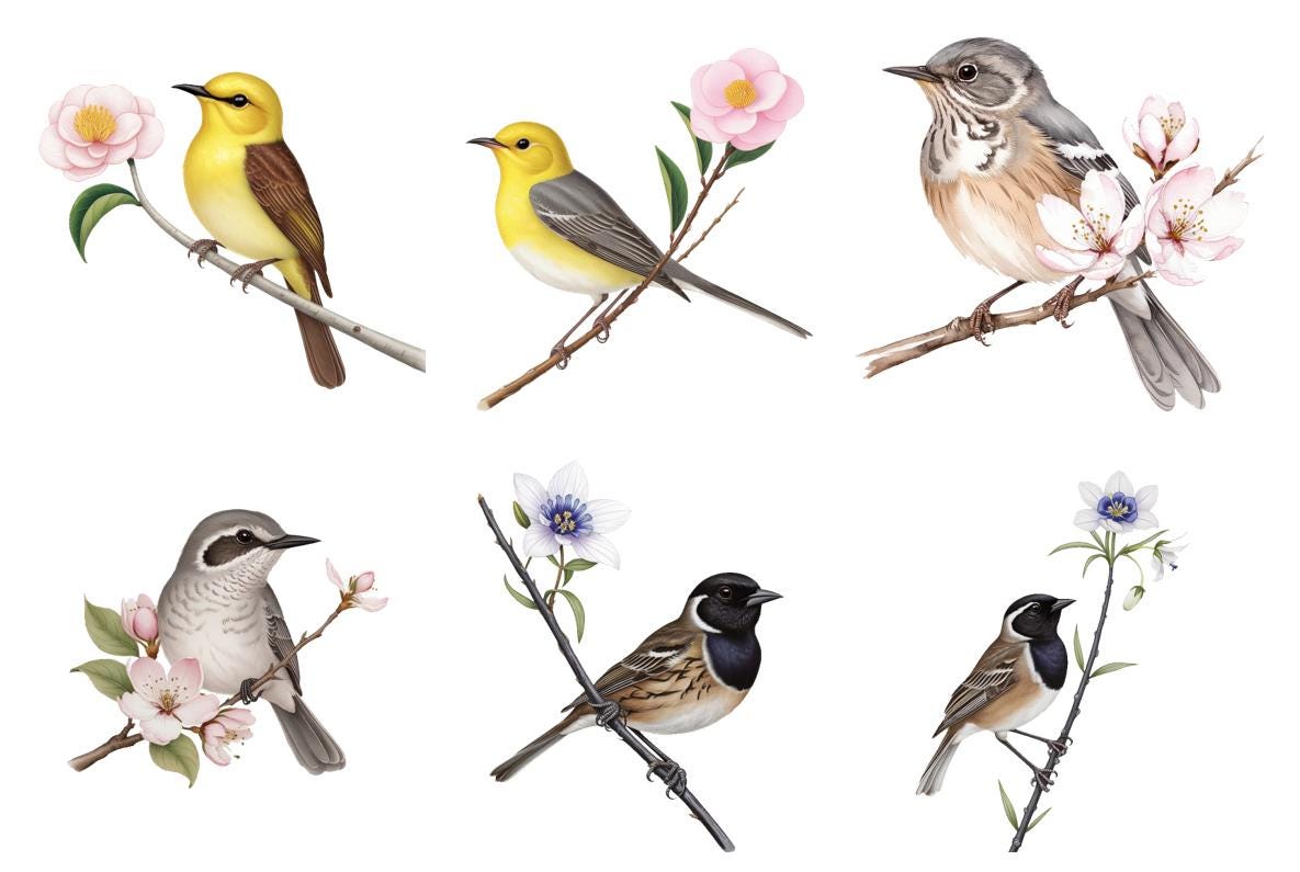 State Birds & Flowers Design Bundle. 5 PNG Files per State. Custom ...