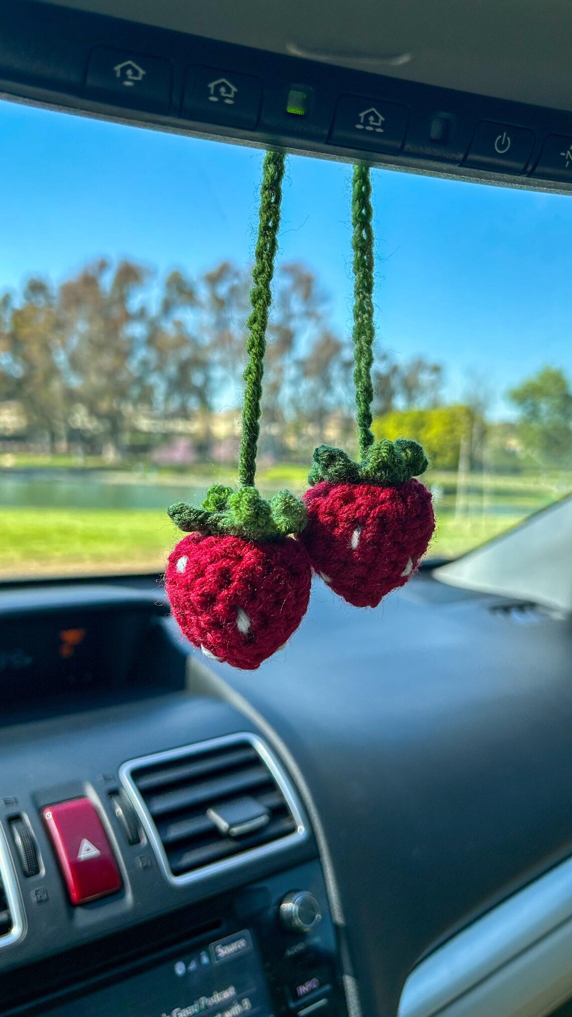 Handmade Crochet Strawberry Car Hanger, Cute Car Charm, Strawberry ...