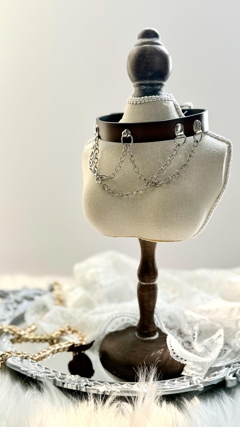 Custom Burnt Orange Leather Chain Collar With Engraved Dog Bone Tag - Etsy