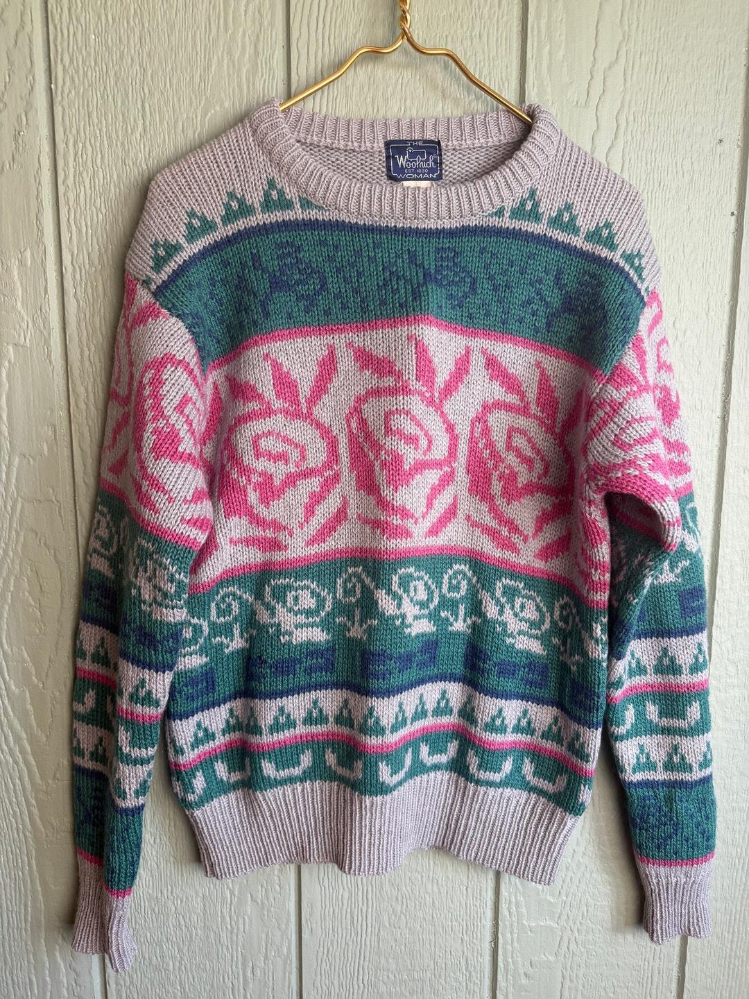 Vintage 80s Woolrich Wool Cottagecore Floral Sweater, Large - Etsy