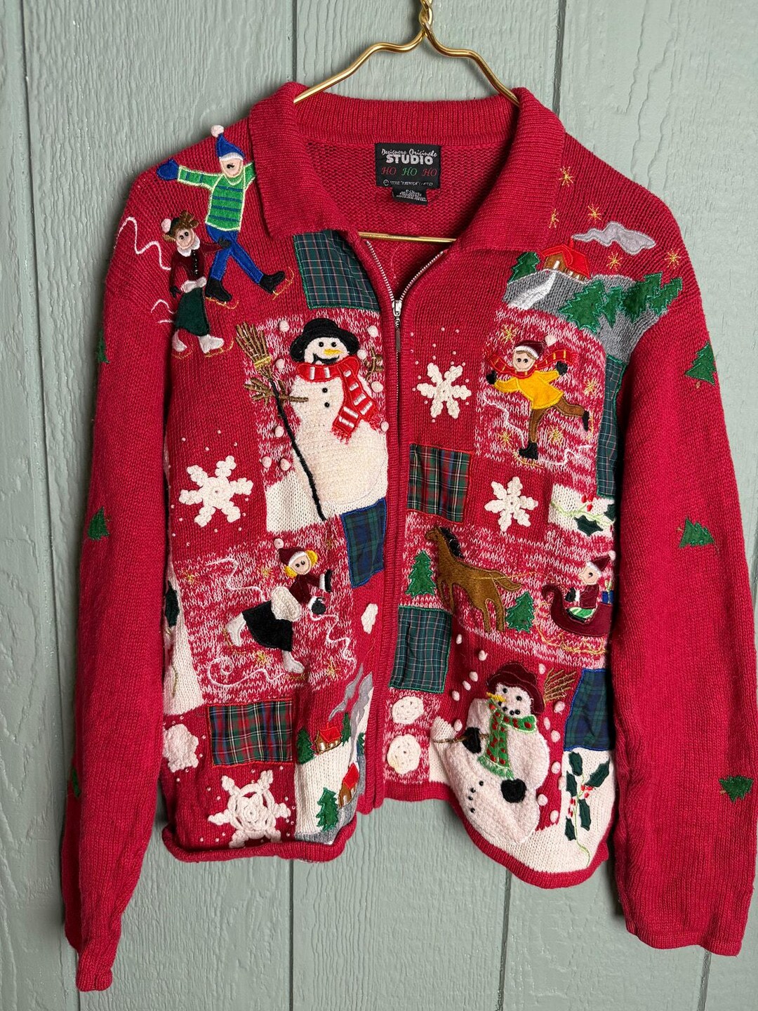 Vintage Christmas Sweater Jacket – P/L – Multi-patch Snowmen Ice ...