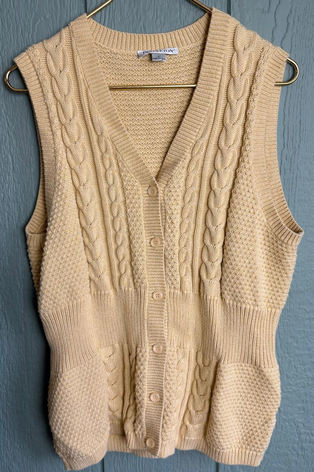 Vintage Pendleton Cable Knit Vest, Large - Etsy