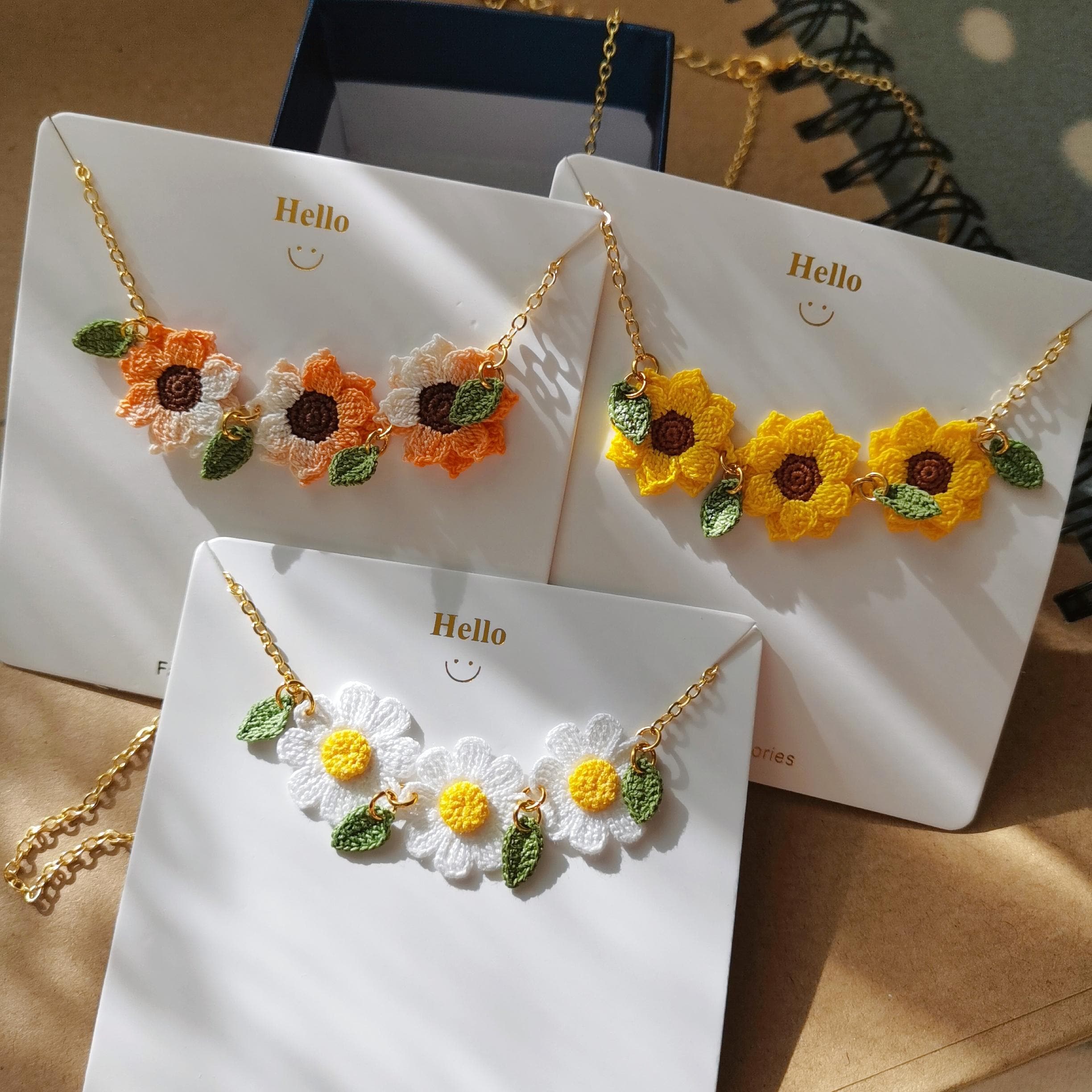 Handmade Crochet Flower Necklace – Delicate Floral Jewelry Gift Micro ...