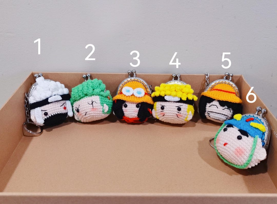 Anime Crochet Coin Purse, Handmade Naruto & Kakashi Crochet Keychain ...