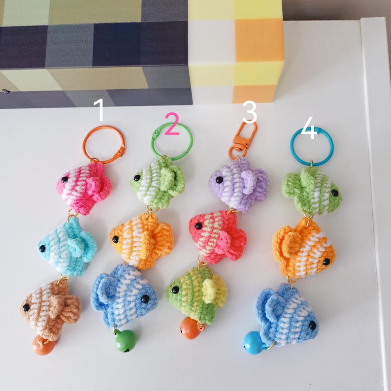 Crochet Fish Keychain | 3 Fish in a Row | Cute & Colorful Ocean-themed ...