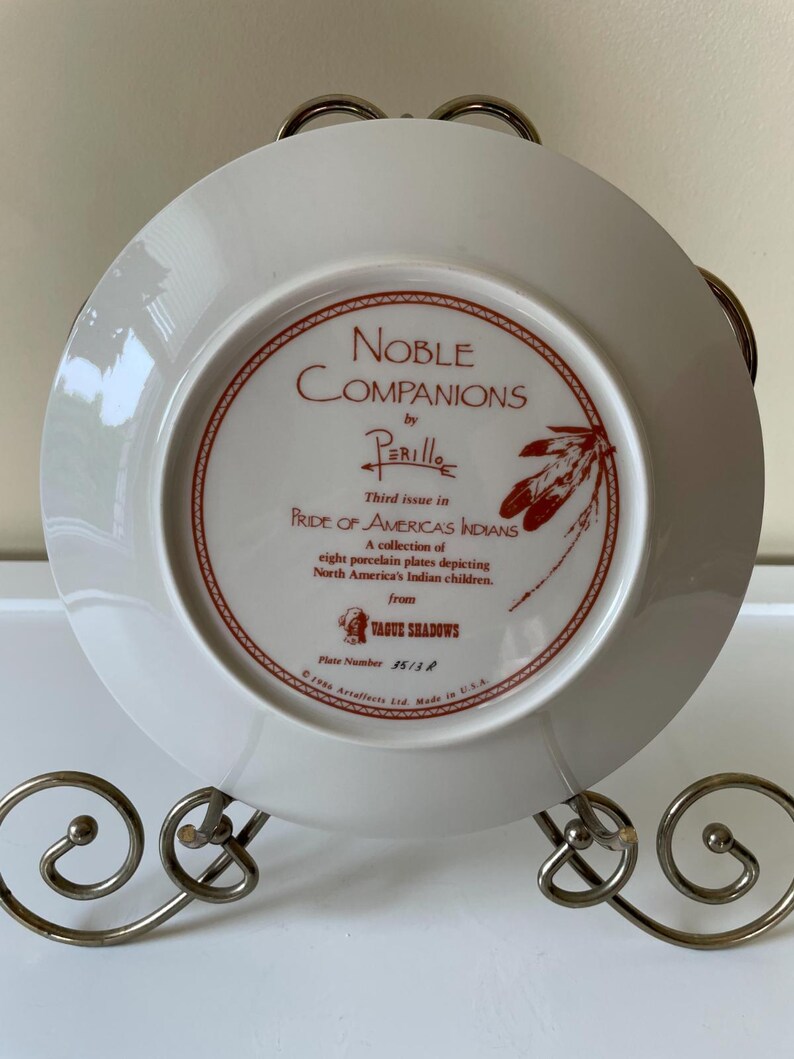 Native American Collector Plate 1986 "noble Companions" by Perillo 8.25 ...