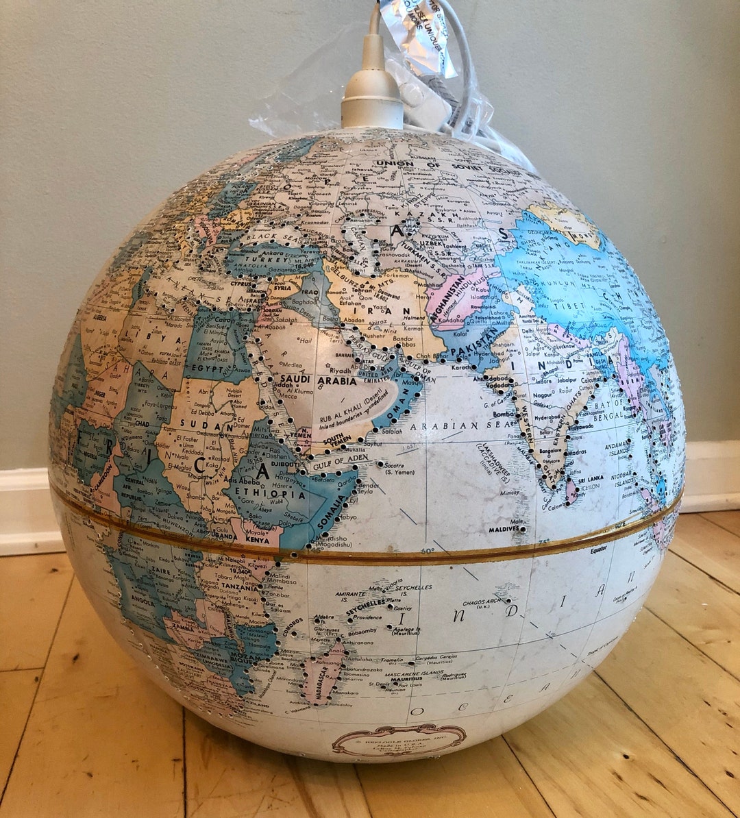 World Globe Map Pendant Lamp Light Lampshade Travel Nursery Décor ...