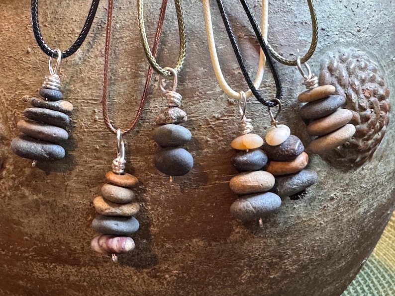 ONE (chosen by Me) Stacked Rock Carin Stone Pendant Necklace - Etsy