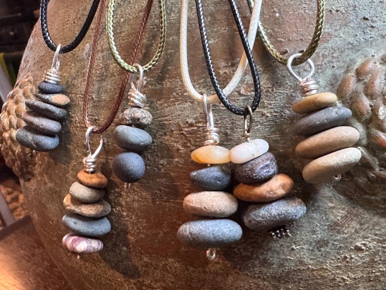 ONE (chosen by Me) Stacked Rock Carin Stone Pendant Necklace - Etsy