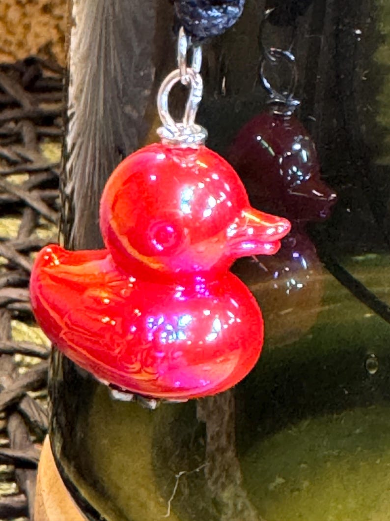 Iridescent Duck on Adjustable Cord. Necklace or Hang From Your Rearview ...