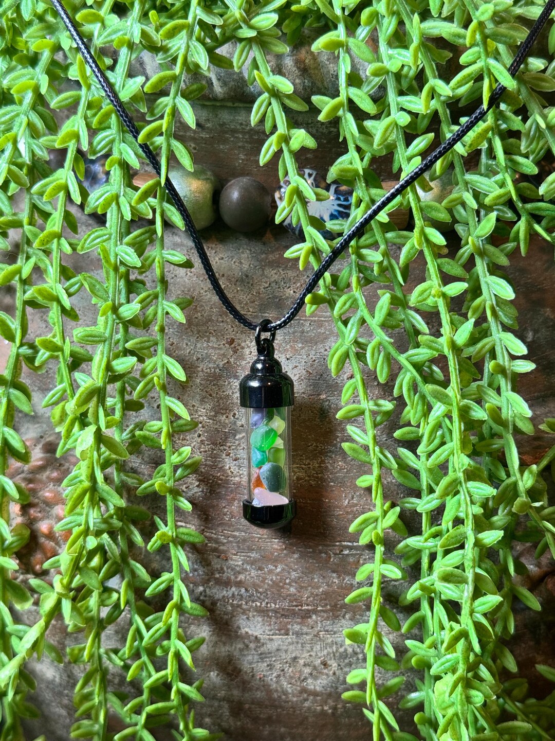 Glass Vile Filled With Frosted Glass Necklace. - Etsy