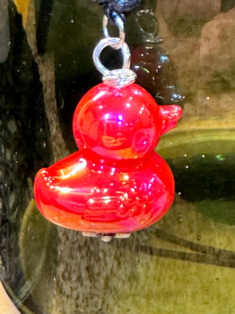 Iridescent Duck on Adjustable Cord. Necklace or Hang From Your Rearview ...