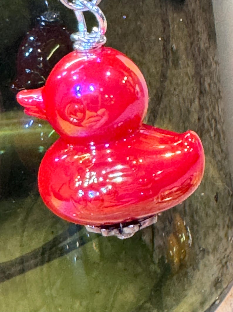 Iridescent Duck on Adjustable Cord. Necklace or Hang From Your Rearview ...