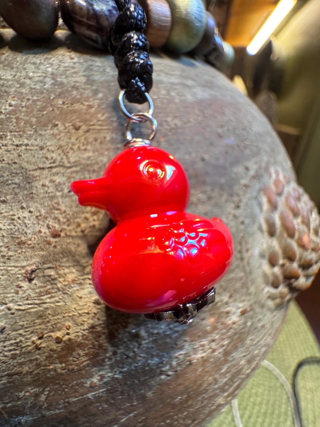 Iridescent Duck on Adjustable Cord. Necklace or Hang From Your Rearview ...