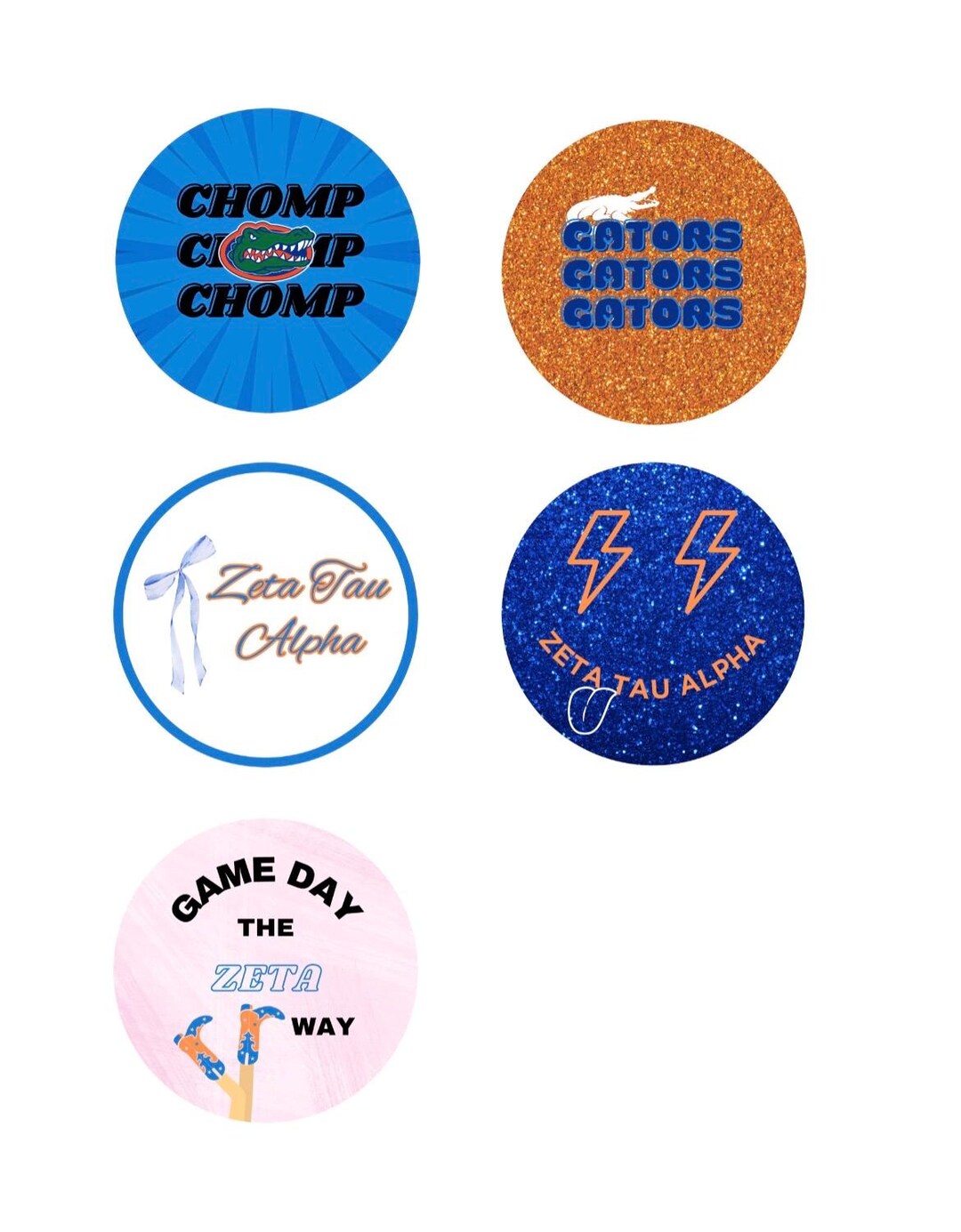 UF Zeta Tau Alpha Game Day Buttons - Etsy