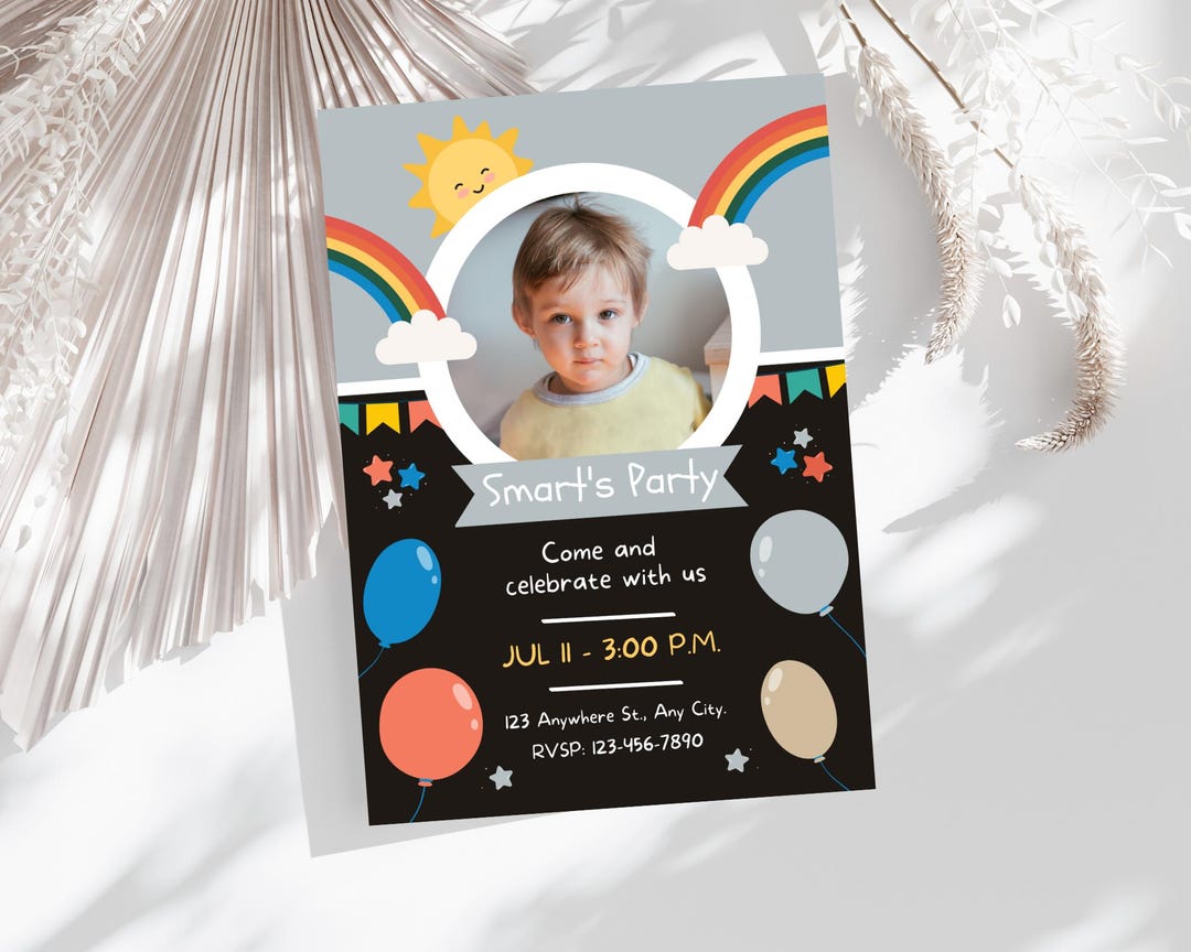 Printable Boy Birthday Invitation, Invite Template, Digital Invite ...