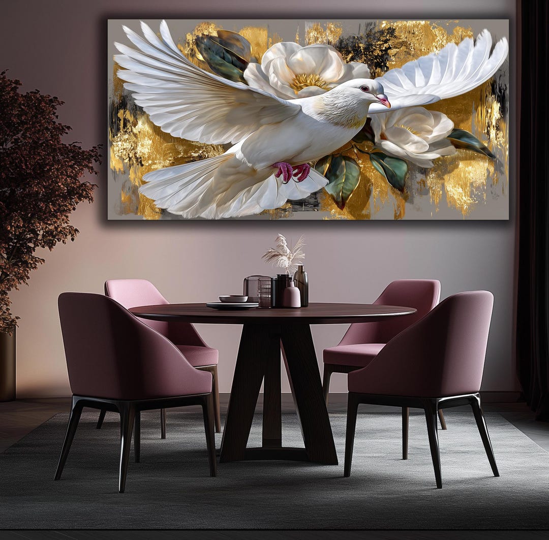 Fortune, Peace, White Dove, Abstract Art, Natural Style, Oil Painting ...