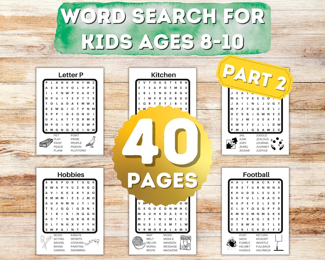 Word Search for Kids Ages 8-10, Vol 1 - Part 2: 40 Fun Puzzles ...