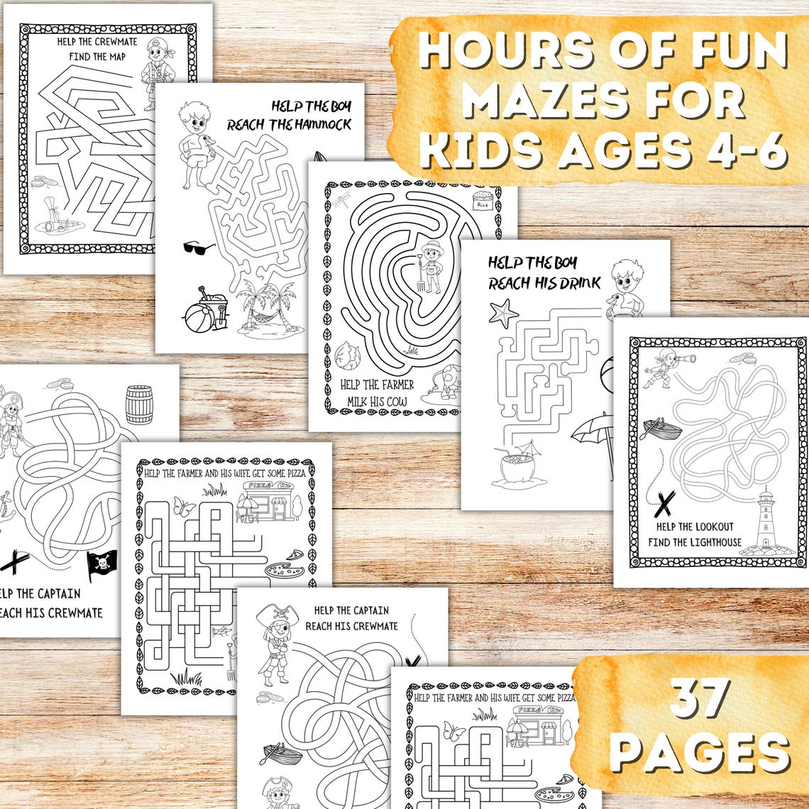 Mazes for Kids Ages 4-6 Part 1, 37 Engaging Maze Puzzles, Digital ...