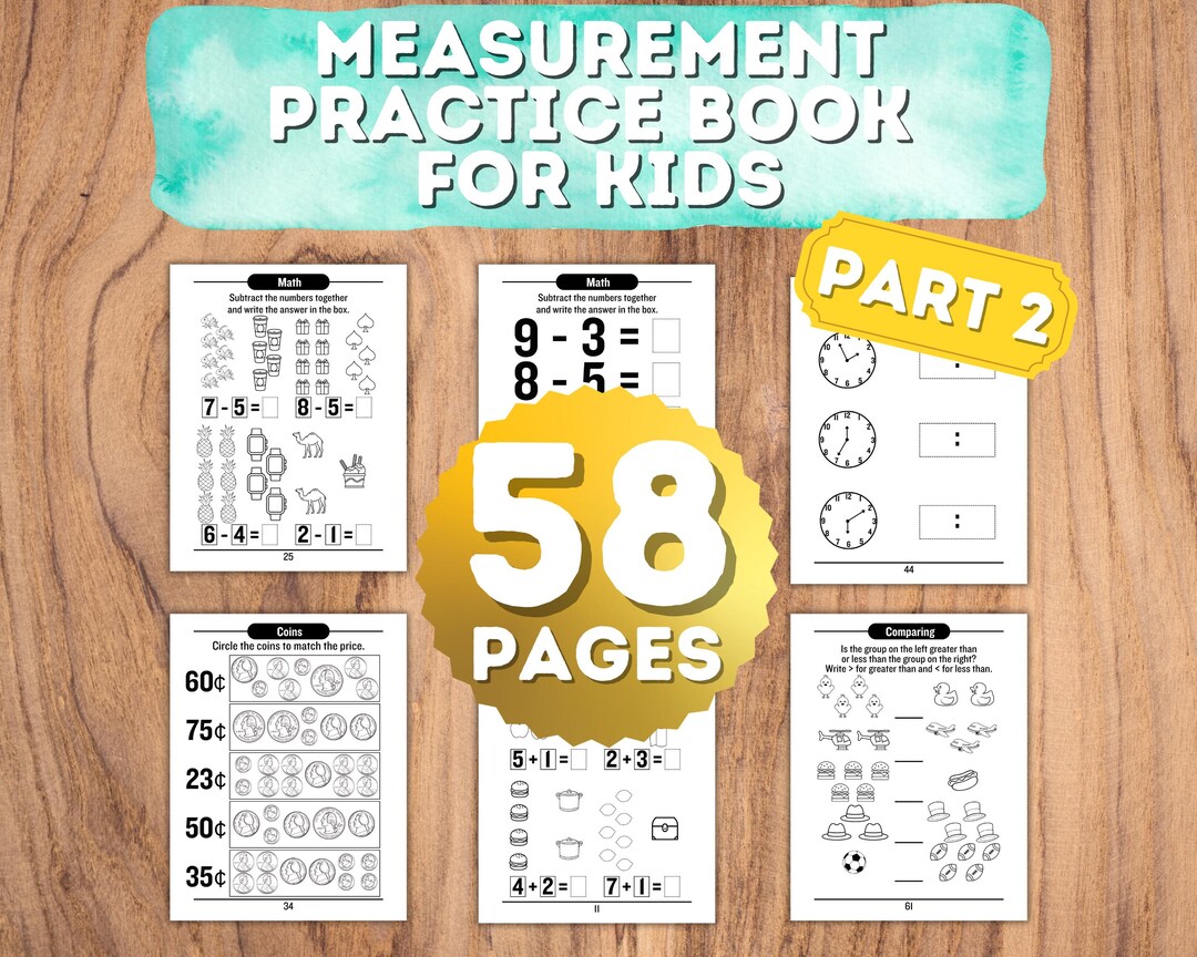 Measurement Practice Book for Kids, Part 2 Vol 2 Math Money Time and ...